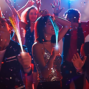 28 Pack Glow Fiber Optic Wands Sparkler Firework Sticks, LED Flashing Light Up Toy for Kids Adults, Glow in The Dark Party Favor Supplies Rave Magic Decoration Bulk Wedding Easter St. Patrick’s Day