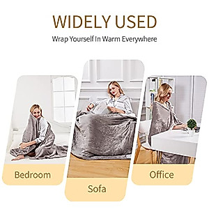 Heated Blanket Electric Throw, LETIHIMD Soft Electric Blanket 50"X60" with 6 Heating Levels & 1-8H Auto Off, ETL&FCC Certification, Over-Heat Protect, Machine Washable, for Home Office Use(Gray)