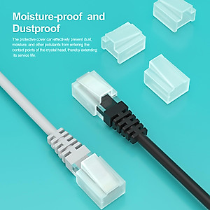WXZRLIU RJ45 Cable Plug Protectors,Plastic RJ-45 Plug Protector Dust Covers,Ethernet Plug Sheath Cable Plug Connector Cover,RJ45 Connector Ethernet Cover for Kinds of Cable,20PCS