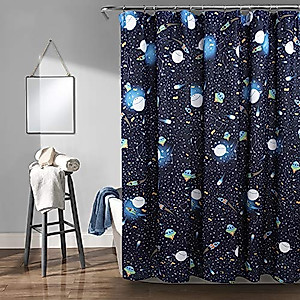 Lush Decor Universe Shower Curtain, 72" x 72", Navy