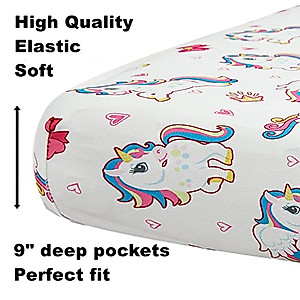 4 Pack Soft Baby Girl Crib Sheets for Standard Crib Mattress Unicron Rainbow Heart Cute Neutral Polyester Unisex Fitted Crib Sheets Set for Baby Girls
