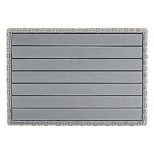 Modway Conway 32" Modern Rattan Outdoor Coffee Table in Light Gray