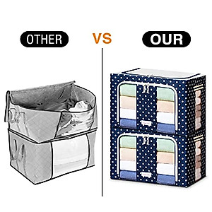 Blushbees® Oxford Fabric Collapsible Storage Boxes for Clothes/Quilts/Linen with Metal Supports (PACK OF 4 BOXES - LARGE SIZE 20×16×15 INCH)