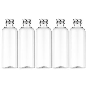Tekson Travel Bottles 3.4 oz, Travel Size Containers for Shampoo, Empty Travel Mouthwash Bottles with Silvery Screw Cap (100ml, Clear)
