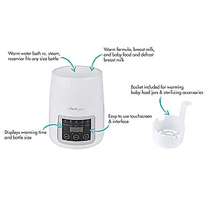 The First Years Gentle Warmth Digital Bottle Warmer for Breast Milk Formula Baby Food, White , 3 Piece Set(Pack of 1)