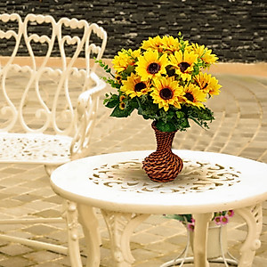 LIVILAN Sunflowers Artificial Flowers 2 Bunches Fake Sunflowers Silk Flowers Sunflower Bouquet Yellow Flowers Wedding Decor Home Hotel Office Party Garden Decorative Flowers Table Centerpiece