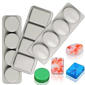 SJ Soap Making Molds Kit, Non-Stick Silicone Molds 3pcs Round Rectangle Oval Soap Mold