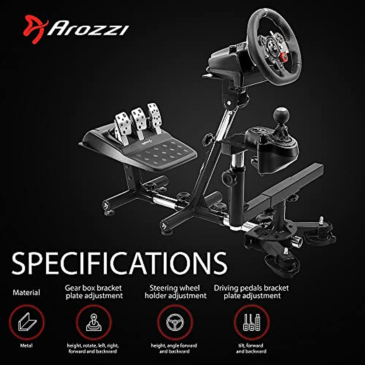 Arozzi Velocita Universal Racing Simulator Cockpit Compatible with Most Racing Sim Gear and Gaming Chairs Collapsible Telescopic and Portable - Black