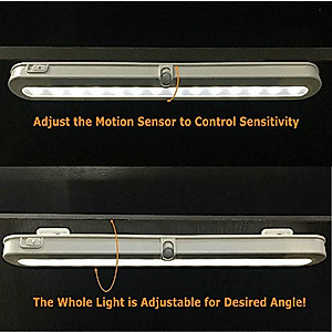 BLS T01L LED Closet Light Super Bright 20 LED Under Cabinet Lighting Battery Powered / DC Input Wireless Motion Sensing Light, Auto On Off Switch, Motion Sensor & Light Sensor, Light Beam Adjustable