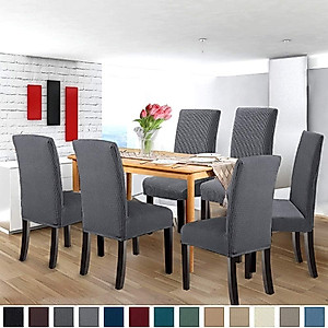 NORTHERN BROTHERS Dining Room Chair Covers Stretch Chair Covers, Removable Washable Parsons Kitchen Chair Covers Set of 4, Dark Grey