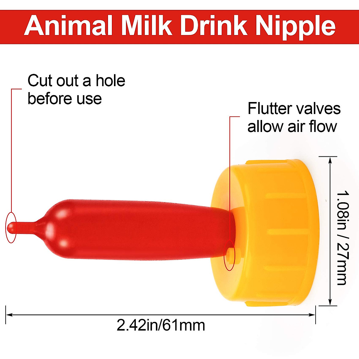 PAGOW 20PCS Pritchard Nipple for Goats, Small Animal Milk Drink Pritchard Nipples, Soft Rubber Pacifier for Nursing Lambs and Goat Kids