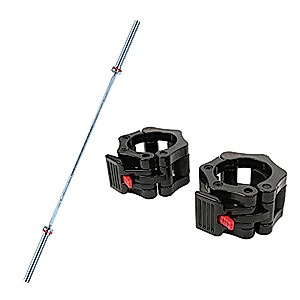 Sunny Health & Fitness 86" 1500 lbs Capacity Olympic Bar, Small with Shark Clamp Lock Collars for Olympic Barbells