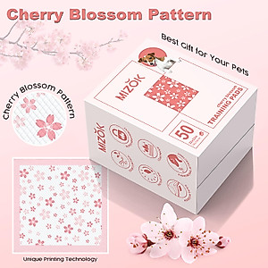 MIZOK Puppy Pads 22"x 22" with Leak-Proof Quick-Dry Design Pee Pads for Dogs Potty Training, 6-Layer Standard Absorbency Dog Pee Pads Regular Size, Pink Cherry Blossom Pattern (50 Counts)