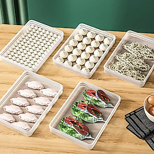 Jwthee 4PCS Food Storage Container, Stackable Dumpling Storage Box Airtight Cookie Storage Containers Transparent Food Containers with Lid for Kitchen and Fridge
