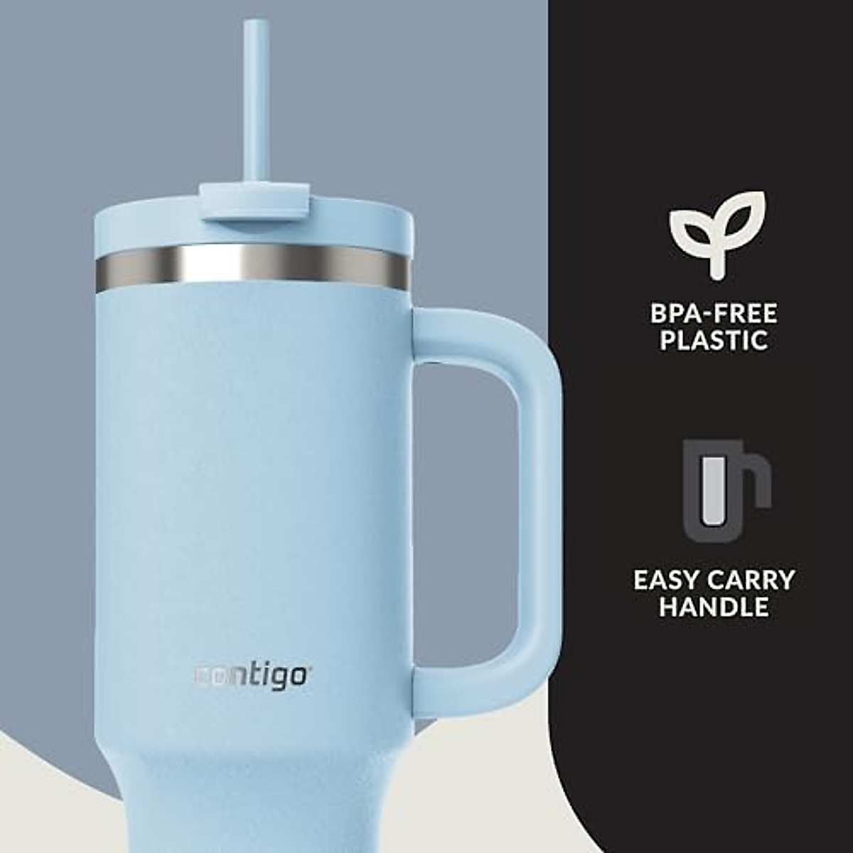 Contigo Streeterville 40oz Tumbler, Stainless Steel Vacuum Insulated, Leak-Proof, Cold for 29 Hours, Glacier