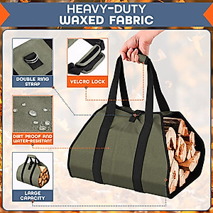 VIKROM Firewood Carrier With Handles - Wood Carrier for Firewood Log Carrier for Firewood Bag Fire Wood Carrier Tote Firewood Carrier Bag Christmas Gift