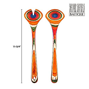 Baltique Marrakesh Collection Wooden Salad Serving Utensils Set, 11-3/4" Long