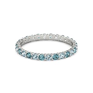 Carillon Aquamarine With London Blue Topaz Round 2.50 MM 925 Sterling Silver Women Stacking Ring (Sterling Silver, 8)
