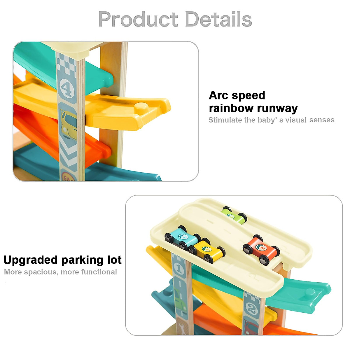 TOP BRIGHT Car Ramp Toddler Toys for One Year Old Boy Gift, Car Race Track Toys for 1 Year Old Boy with 4 Mini Cars