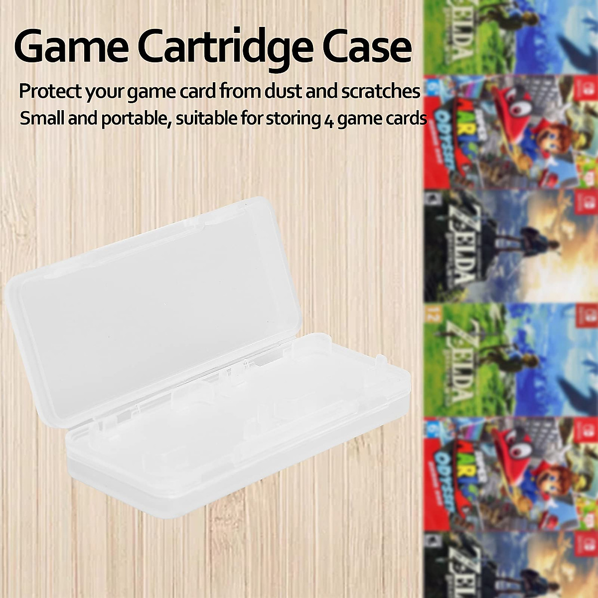 4 in 1 Game Card Case for Switch, Portable Clear Protective Cartridge Holder Carrying Storage Case Box, for Game Cards(Clear)