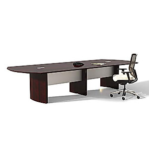 Safco Products Mayline Napoli 12'W x 48"D Curved End Rectangle Conference Table, Mahogany Veneer