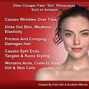 Lunar Silks, Highest Grade 6A 100% Pure Mulberry Real Silk Pillowcase 22 Momme (Both Sides) for Hair and Skin - Acne Free - 1PC in Gift Box (Slate Grey, Queen)