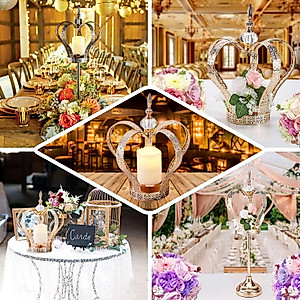 Efavormart 25" Crown Candle Holder Stand, Gold Metal Votive Holders for Weddings, Birthday, Party, Home, Garden, Table Centerpieces Decorations, Anniversary Celebrations