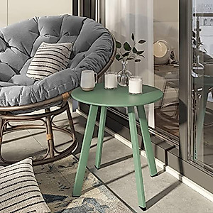 Grand patio Indoor & Outdoor Steel Side Table, Weather-Resistant Round End Table with Square Feet, Small Accen Table Great for Patio, Balcony, Camping