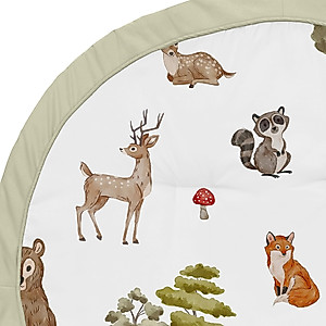 Sweet Jojo Designs Woodland Forest Animals Boy Girl Gender Neutral Unisex Baby Play Mat Tummy Time Activity Infant Playmat Playpen Tent Teepee Floor Animal Friends Brown Bear Hedgehog Deer Watercolor
