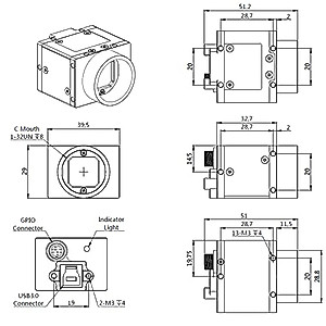 HTENG VISHI High Speed USB3.0 Color 4.0MP 1" Industrial Camera Machine Vision Global Shutter C-Mouth OpenCV Python SDK Area Scan Camera 2048X2048 88FPS Indoor