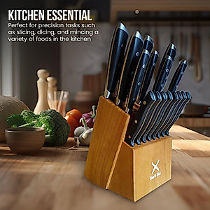 Knife Set, 19-Piece German Stainless Steel Kitchen Knife Set, Premium Knife Block Set with Knife Sharpener, Dishwasher Safe Knife Set with Block for Kitchen - 1 Year Refund Warranty