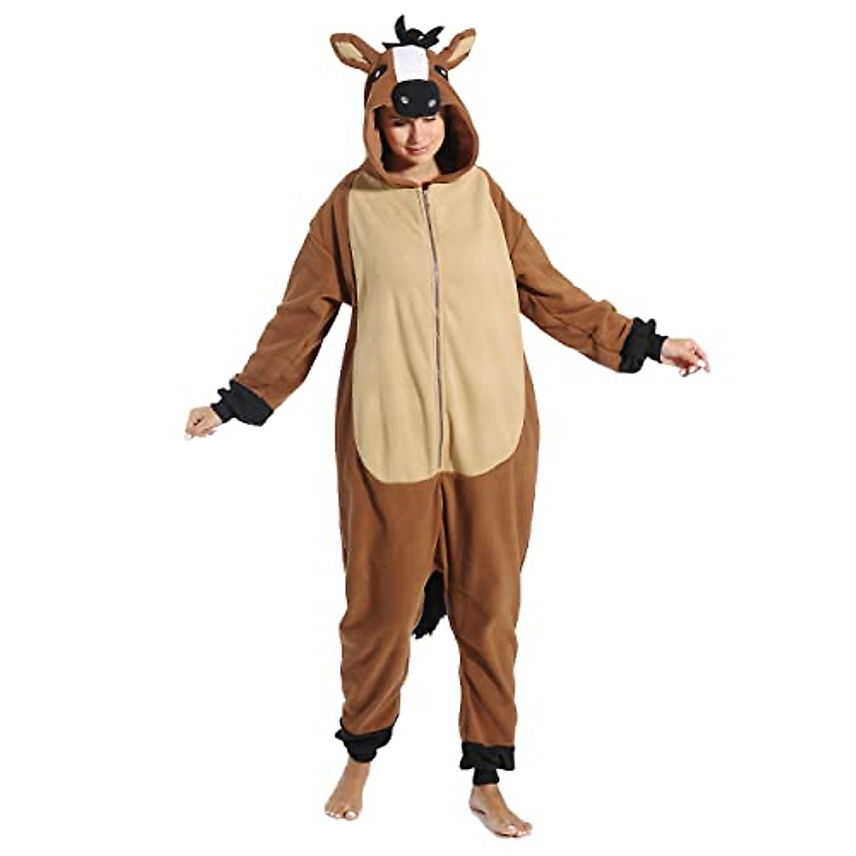 Adult Horse Onesie Pajamas Animal Cosplay Homewear Sleepwear Jumpsuit Costume for Women Men Girls Boys Teens