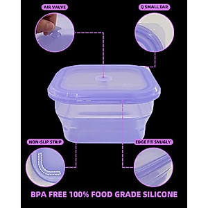 DGitaor Collapsible Silicone Food Storage Containers with BPA-Free Airtight Lids, Microwave, Dishwasher, and Freezer Safe, Stackable Foldable 4 Packs