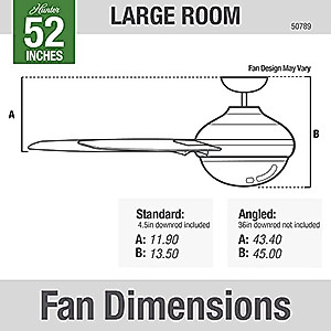 Hunter Fan Company, 50789, 52 inch Melbourne Brushed Nickel Ceiling Fan with LED Light Kit and Handheld Remote