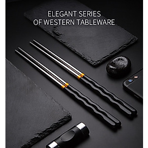 FAONIE 5 Pair Stainless Steel Chopsticks Gift Set Japanese Hotel Restaurant Chopsticks Set (Japan)