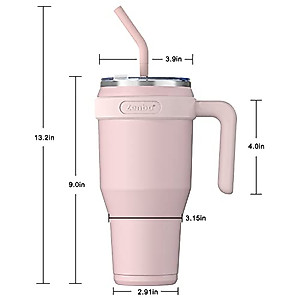 Zenbo 40 oz Tumbler with Handle–Stainless Steel Vacuum Insulated Mug Cup with Handle,Lid and Straw,Keeps Drinks Cold up to 34 Hours – Sweat-Proof Body, Dishwasher Safe