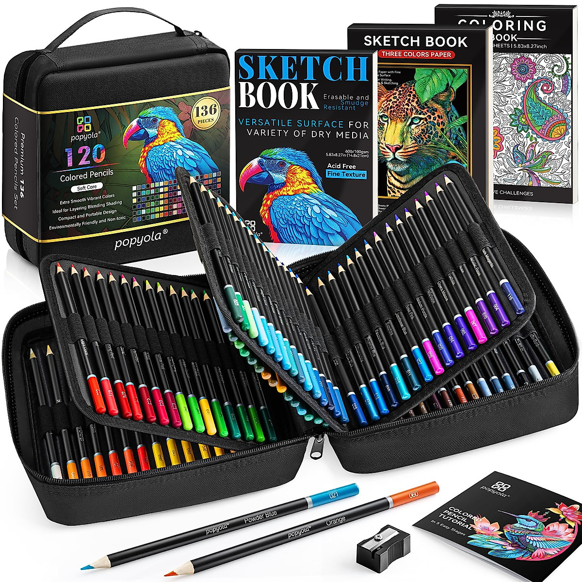 136 Pack Colored Pencils Set - Perfect for Artists & Beginners
