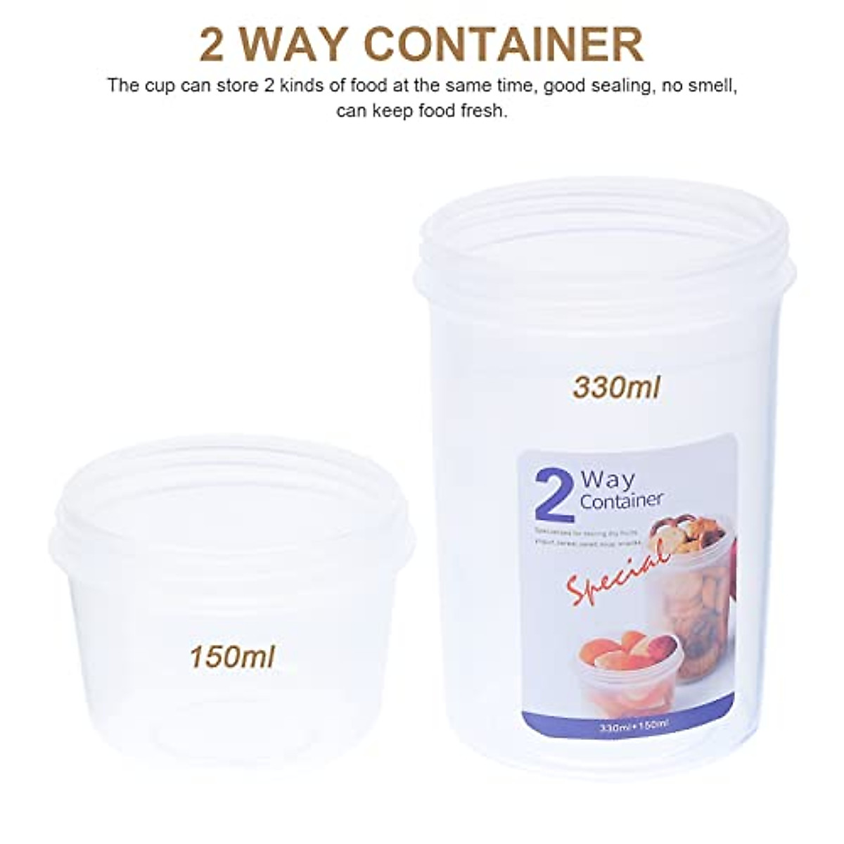 Zerodeko Breakfast on The Go Cups Portable Yogurt Cups Large Capacity Sealed Double Layer Food Container for Cereal Oatmeal Fruit