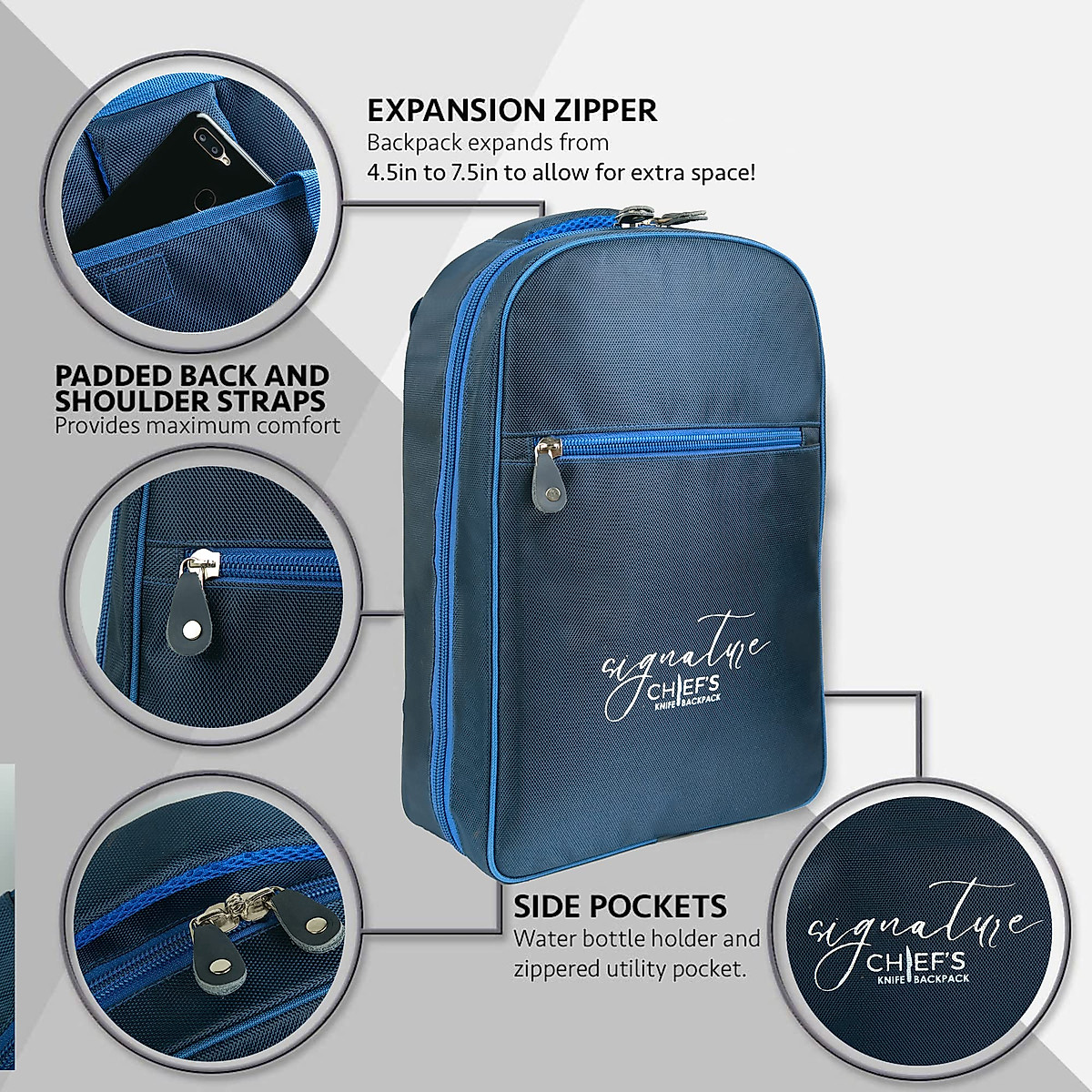 Chef Knife Backpack | Chef Knife Bag | Waterproof Material | Chefs Case with 30+ Pockets for Knives & Utensils | Sturdy Travel Knife Bag | Culinary Gifts For Chefs & Students