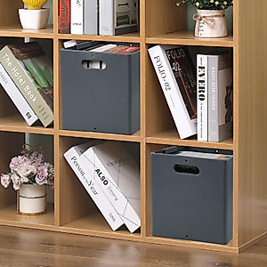 Ziglous 13 Inches Plastic Foldable Cube Storage Bins, Collapsible Storage Cubes, Gray, 4 Packs