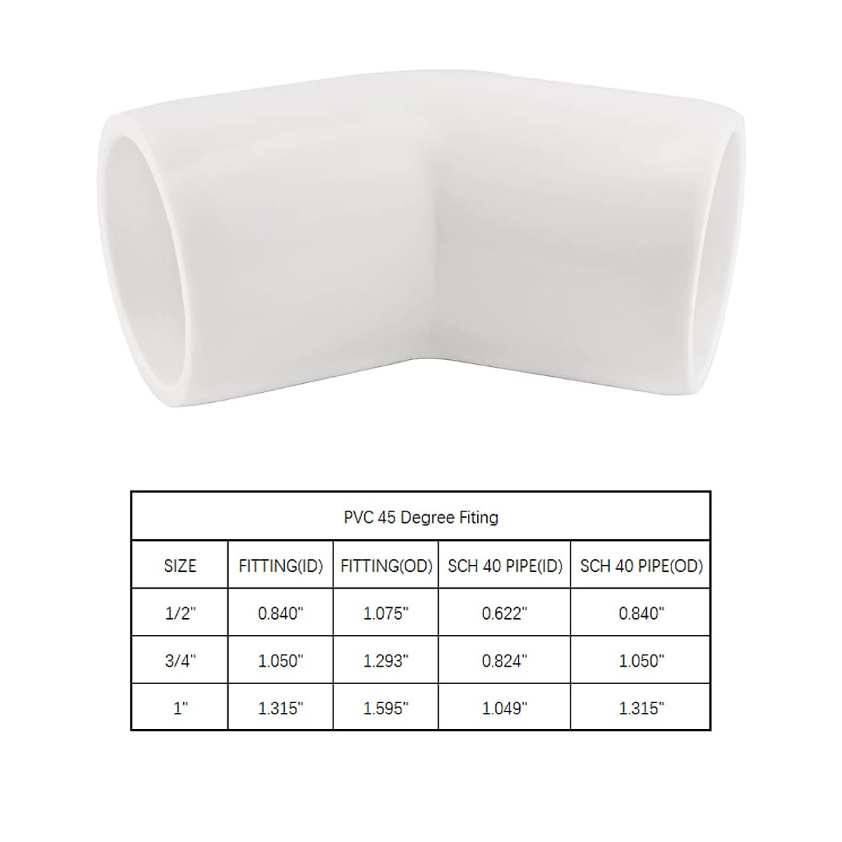 MARRTEUM 1/2 Inch 45 Degree PVC Elbow Fitting Pipe Corner Connector for Greenhouse Shed/Garden Support Structure/Storage Frame, Furniture Build Grade SCH40 [Pack of 6]
