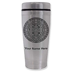 LaserGram 16oz Commuter Mug, Aztec Calendar, Personalized Engraving Included