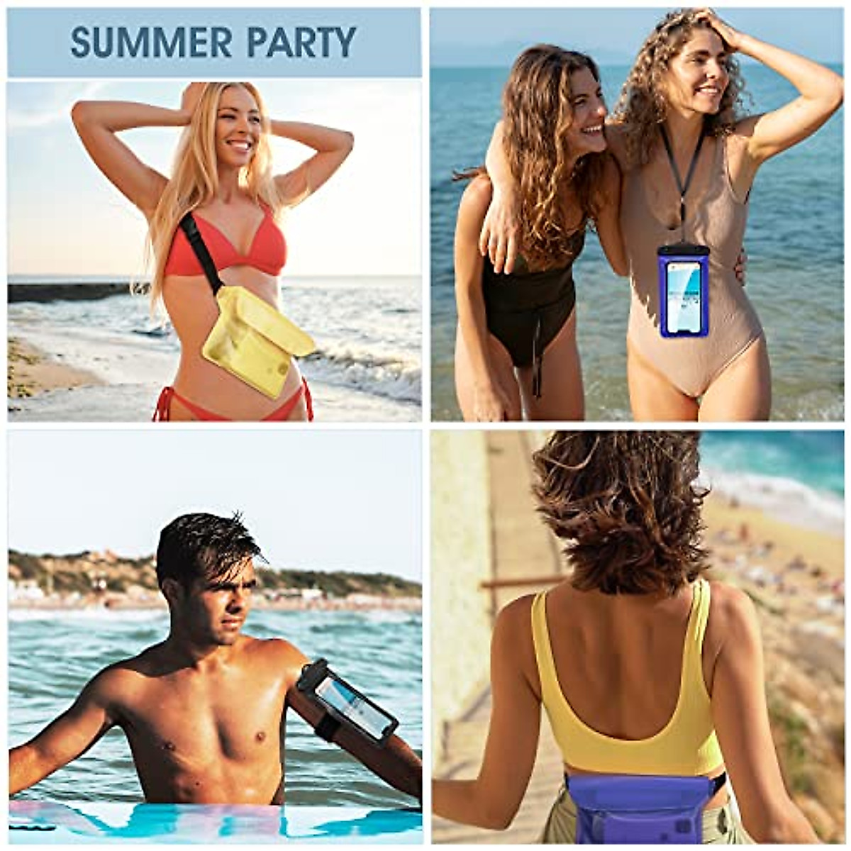 MILPROX Waterproof Phone Holder Pouch, [2 Pack] Universal Float Dry Bag，IPX8 Underwater Fanny Pack Phone Case with Neck Arm Waist Strap for All iPhone Galaxy Pixel Phone Up to 7.0" -Yellow