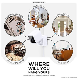 BRAINWAVZ Screwless Corner Mount for Wyze Cam v3 & v4, VHB Stick On - Easy to Install, No Tools Needed, No Mess, No Drilling, Strong Adhesive Mount, White