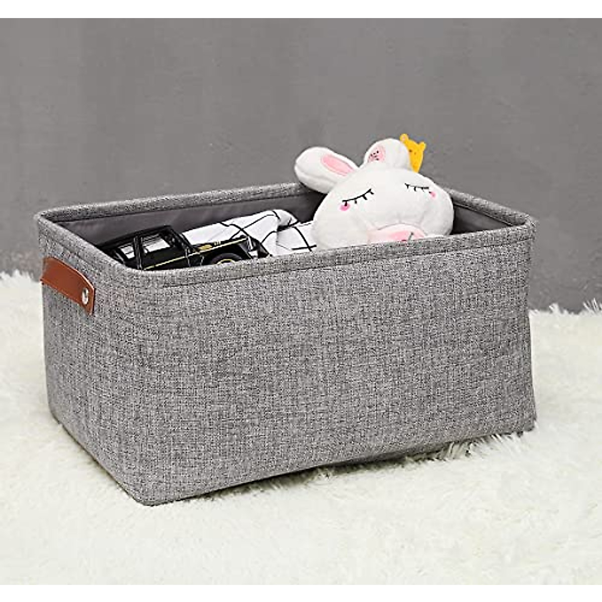 QURTS Large Storage Bins(15.74 x 11.81 7.87 inches), Foldable Fabric Baskets with Handles for Cupboards, Wardrobe, Shelves, Bathroom, Clothes, Toys, Towel (Grey, 3 Pack) Gray 15.6 11.7 7.8 inches