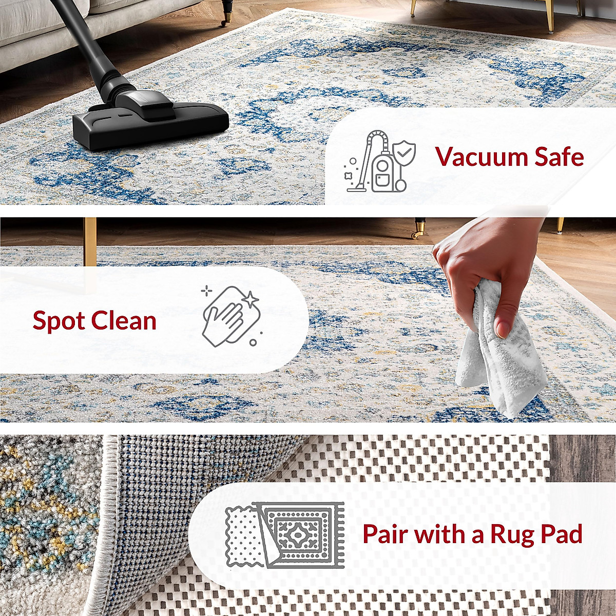 nuLOOM Paisley Verona Vintage Persian Area Rug, 3' x 5' Oval, Blue