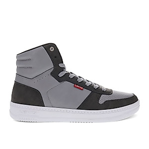 Levi's Mens Drive Hi Synthetic Leather Casual Hightop Sneaker Shoe, Grey/Charcoal, 12 M