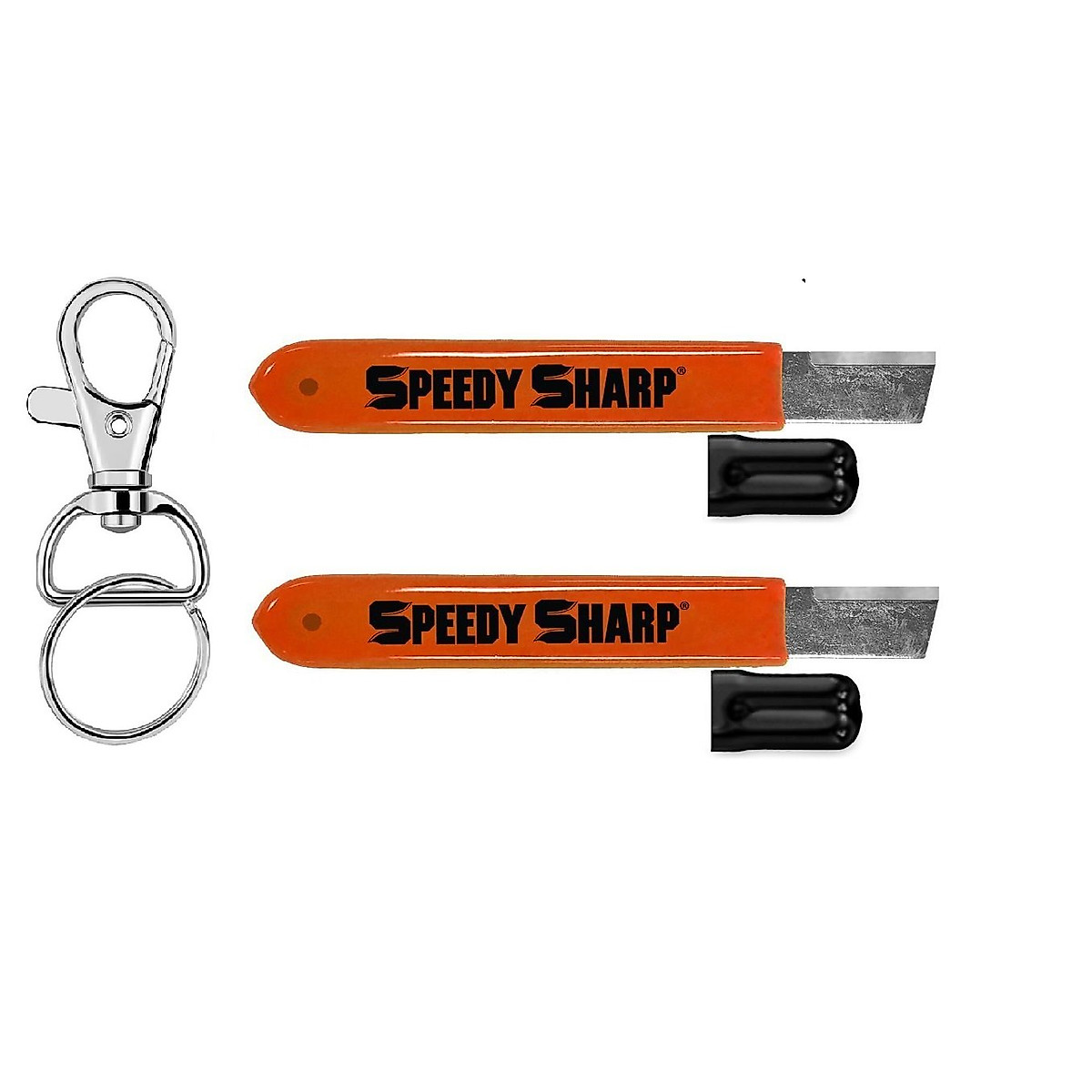 2 PACK Speedy Sharp Carbide Knife Sharpener, Key Chain & Hook Ring included Orange