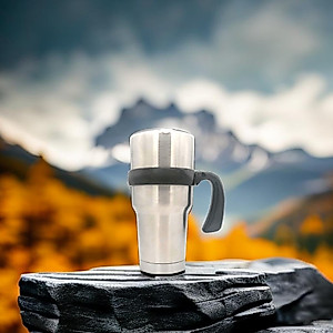 Handle for 30 oz Tumbler, Anti Slip Travel Mug Grip Cup Holder for Vacuum Insulated Tumblers, Suitable for Yeti Rambler, Trail, Sic, Ozark and More 30 Ounce Tumbler Mugs/Car Cups(2 Pcs Black)