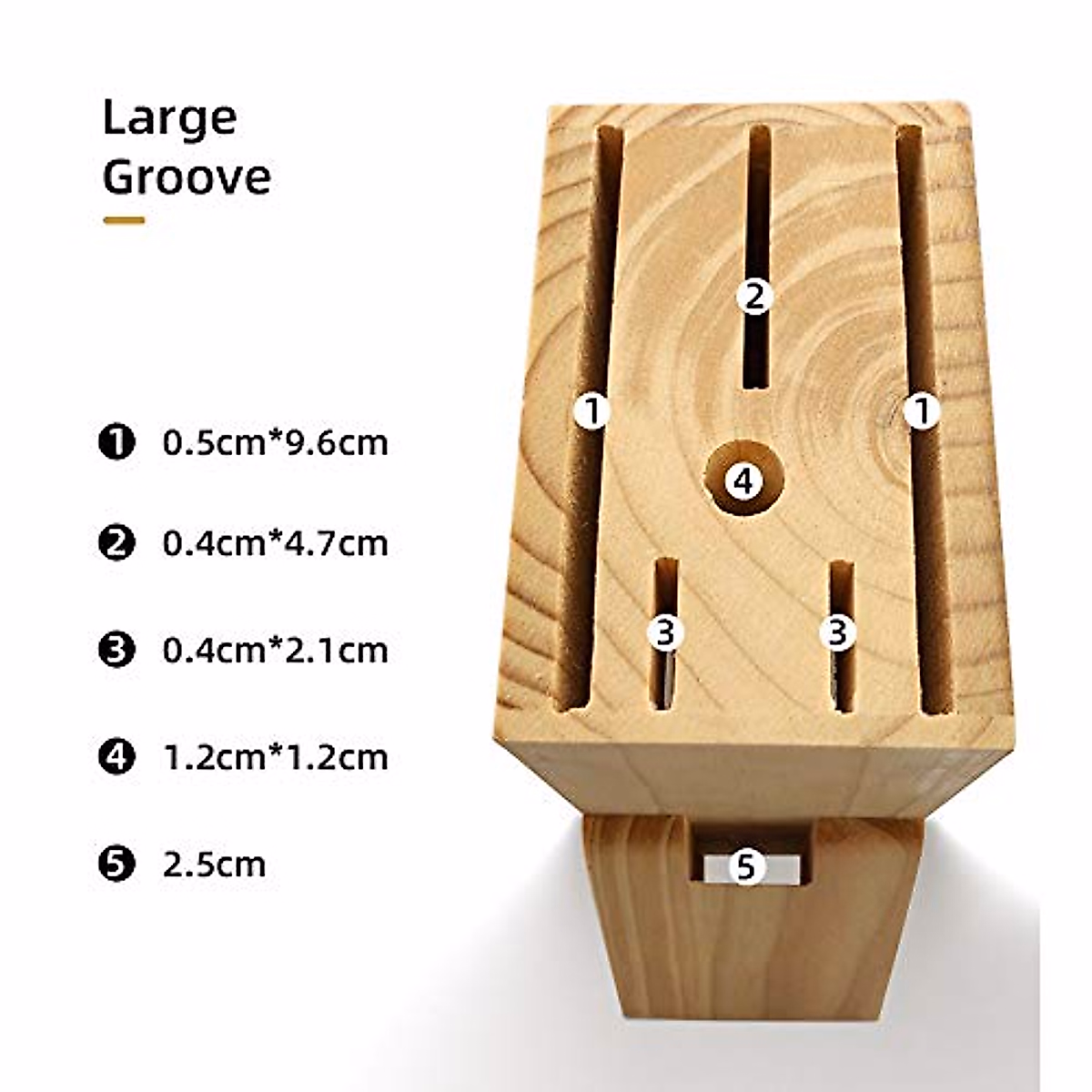 Hooshion Wooden Knife Block Countertop Knife Holder Knife Organizer with Scissors-Slot for Kitchen